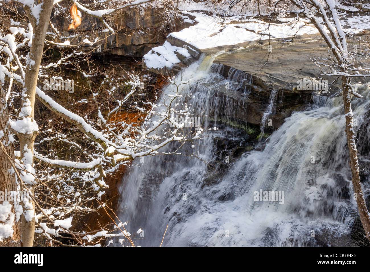 Brandywine Waterfalls in winter in the Cuyahoga Valley National Park in ...