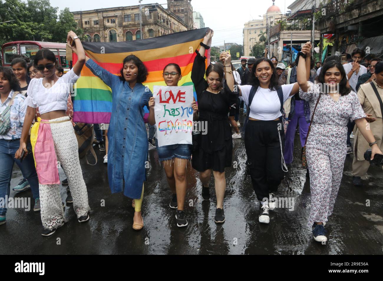 Kolkata, India. 25th June, 2023. Gender rights activists and supporters ...