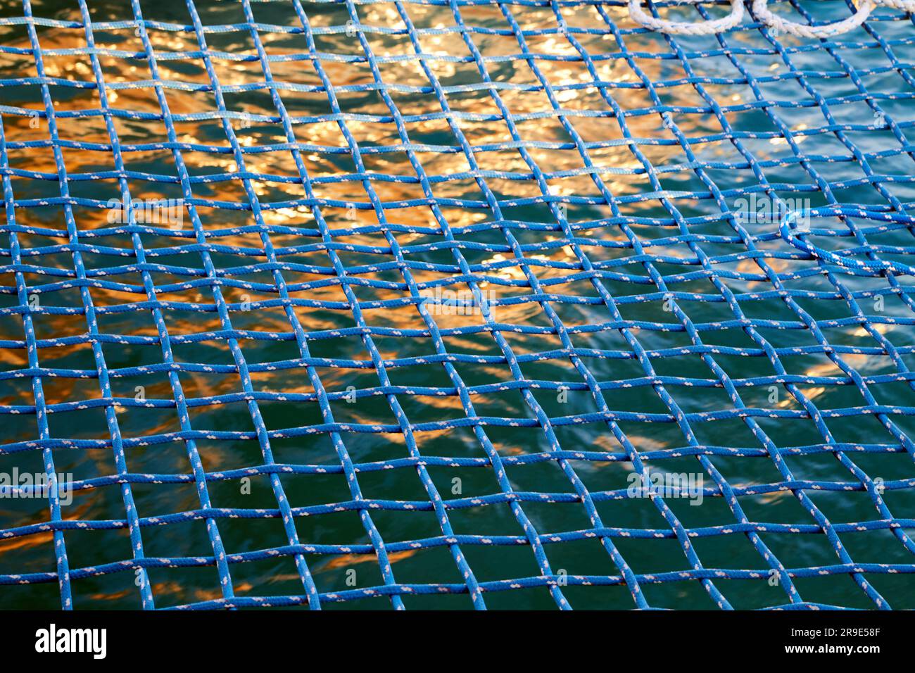 blue rope netting over water Stock Photo - Alamy