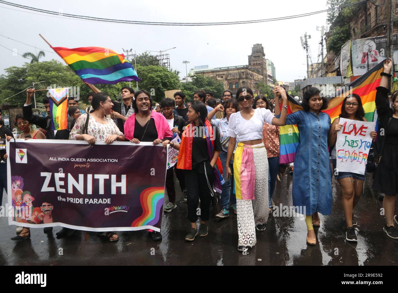 Kolkata, India. 25th June, 2023. Gender rights activists and supporters ...