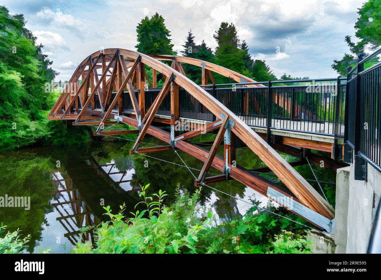 An illustration of a pedestrian bridge in Bothell, Washington Stock ...