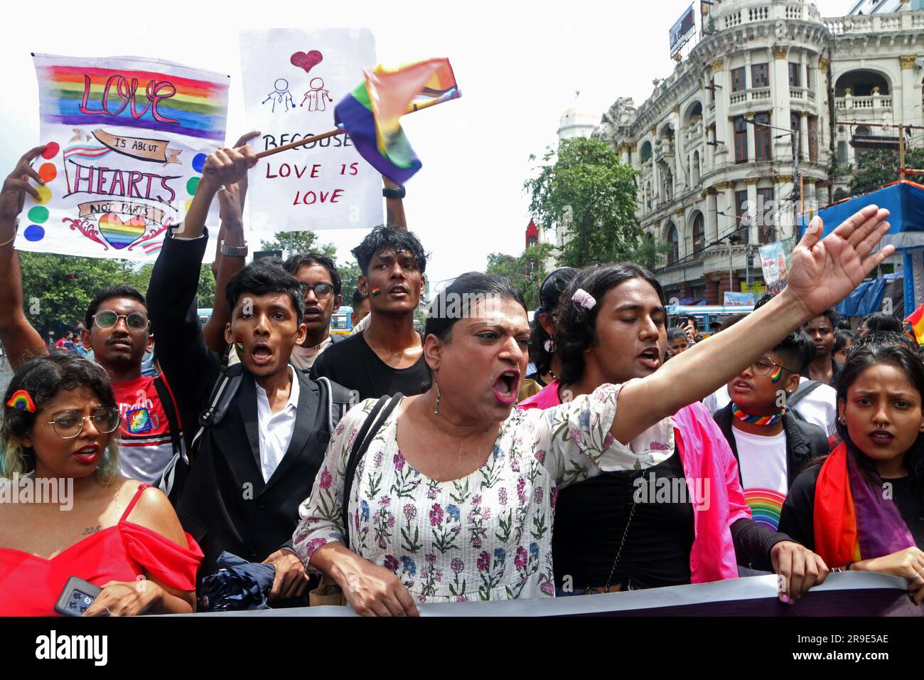 Kolkata, India. 25th June, 2023. Gender rights activists and supporters ...