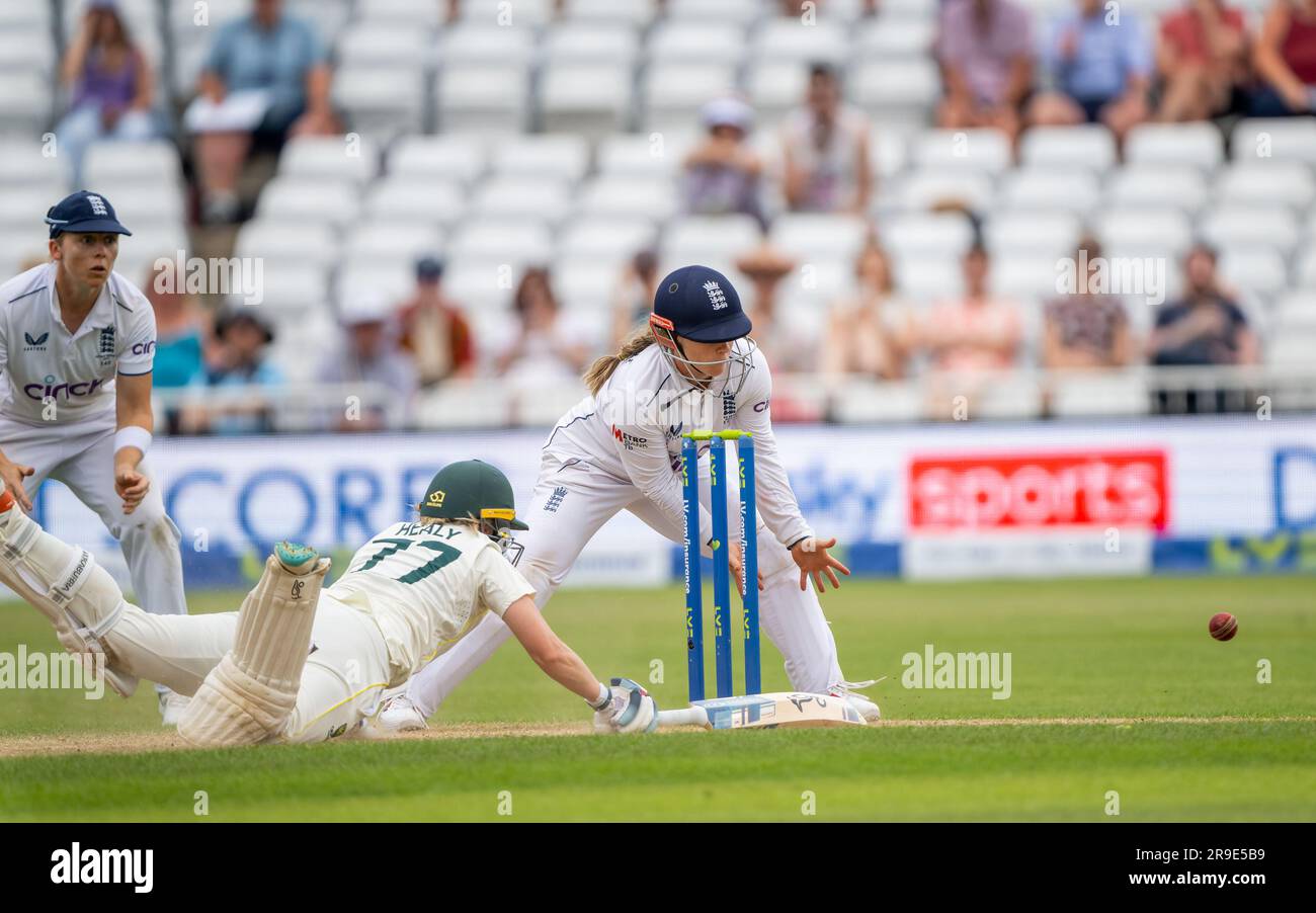 Captain Alyssa Healy batting for Australia is nearly run out, with ...