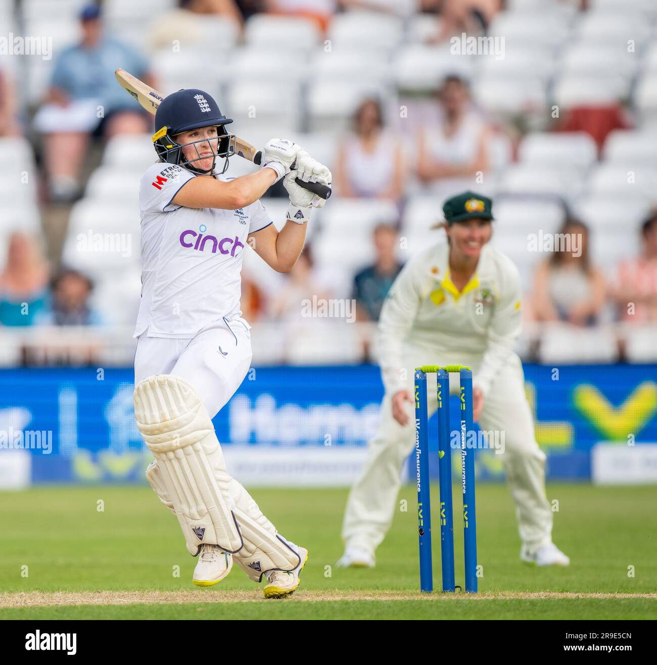 Emma Lamb hits one to the boundary for England against Australia on day ...