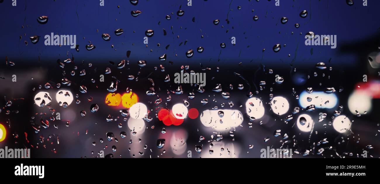 Driving in raining. Rain on car windshield or car window in rainy ...