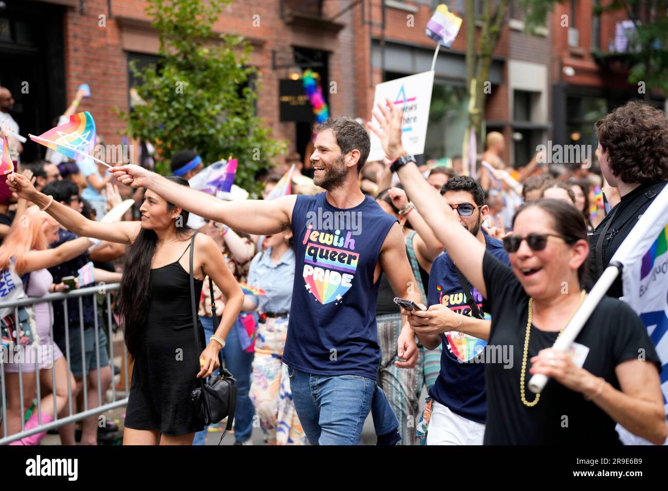 Participants from Jewish Queer Youth walk in the NYC Pride March ...