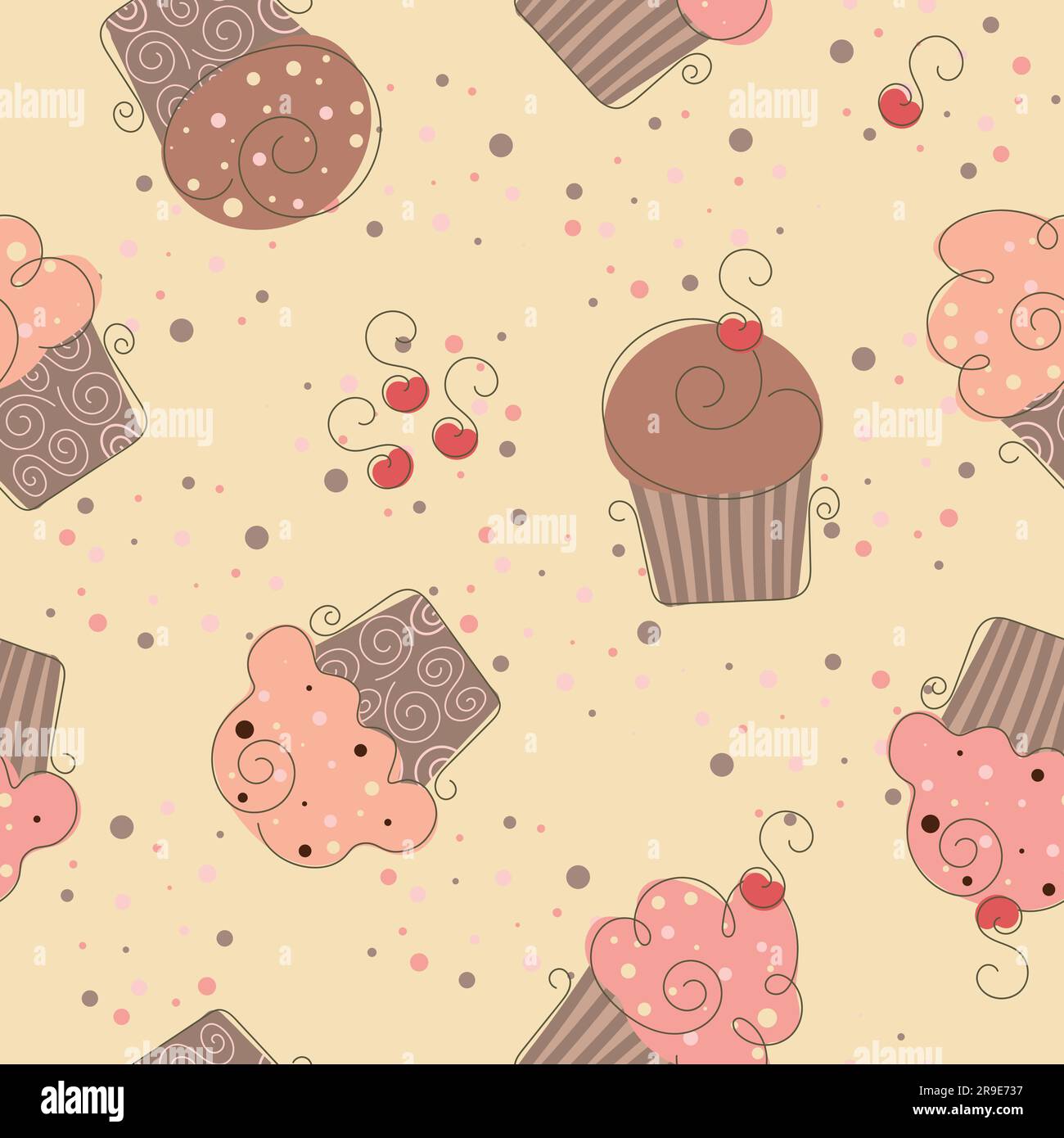 Vector illustration of cupcake pattern. Suitable for printing gift ...