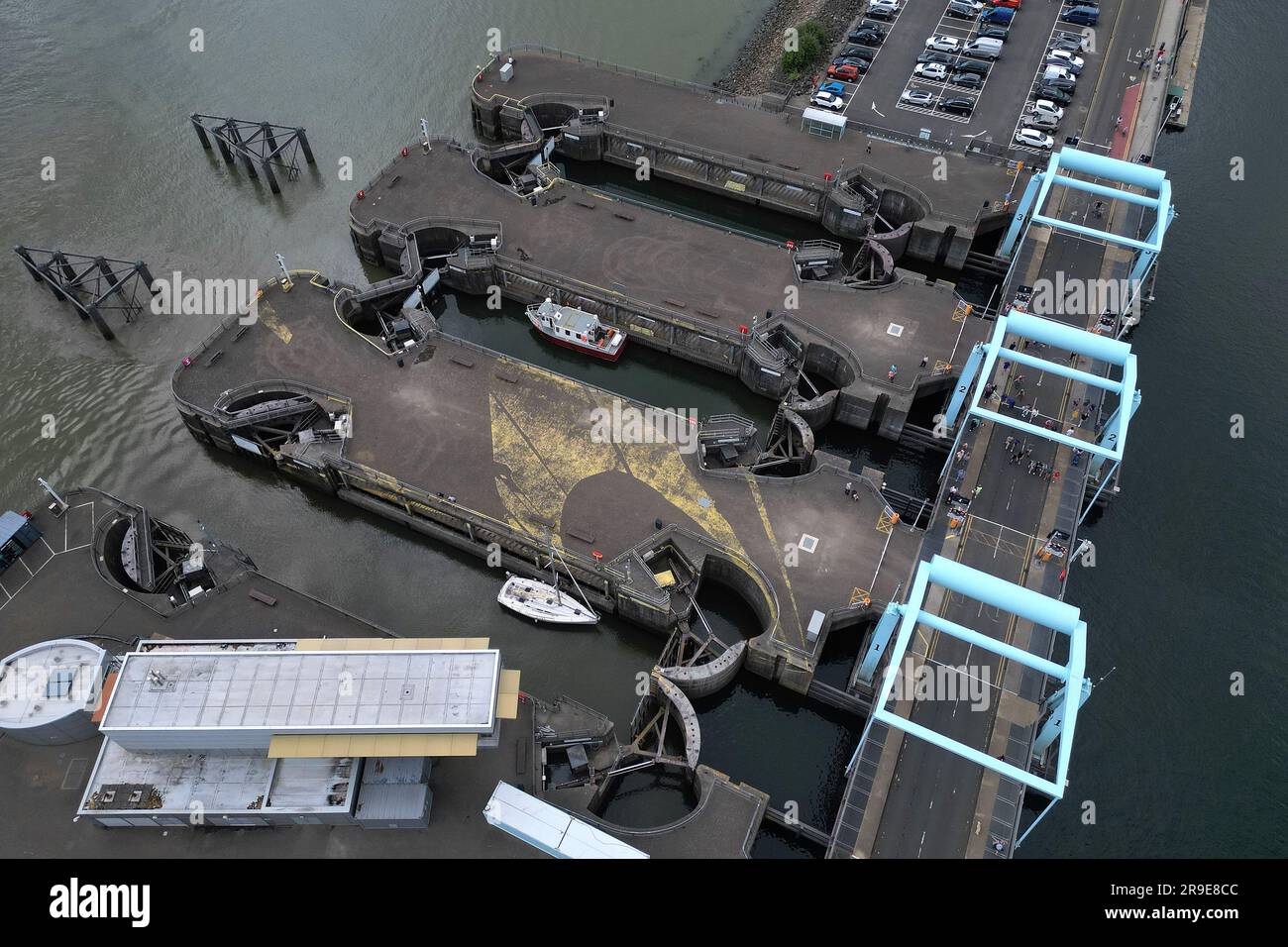 aerial view of Cardiff bay, Cardiff docklands area Wales Stock Photo ...