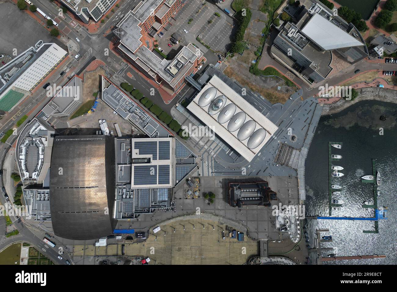 aerial view of Cardiff bay, Cardiff docklands area Wales Stock Photo ...