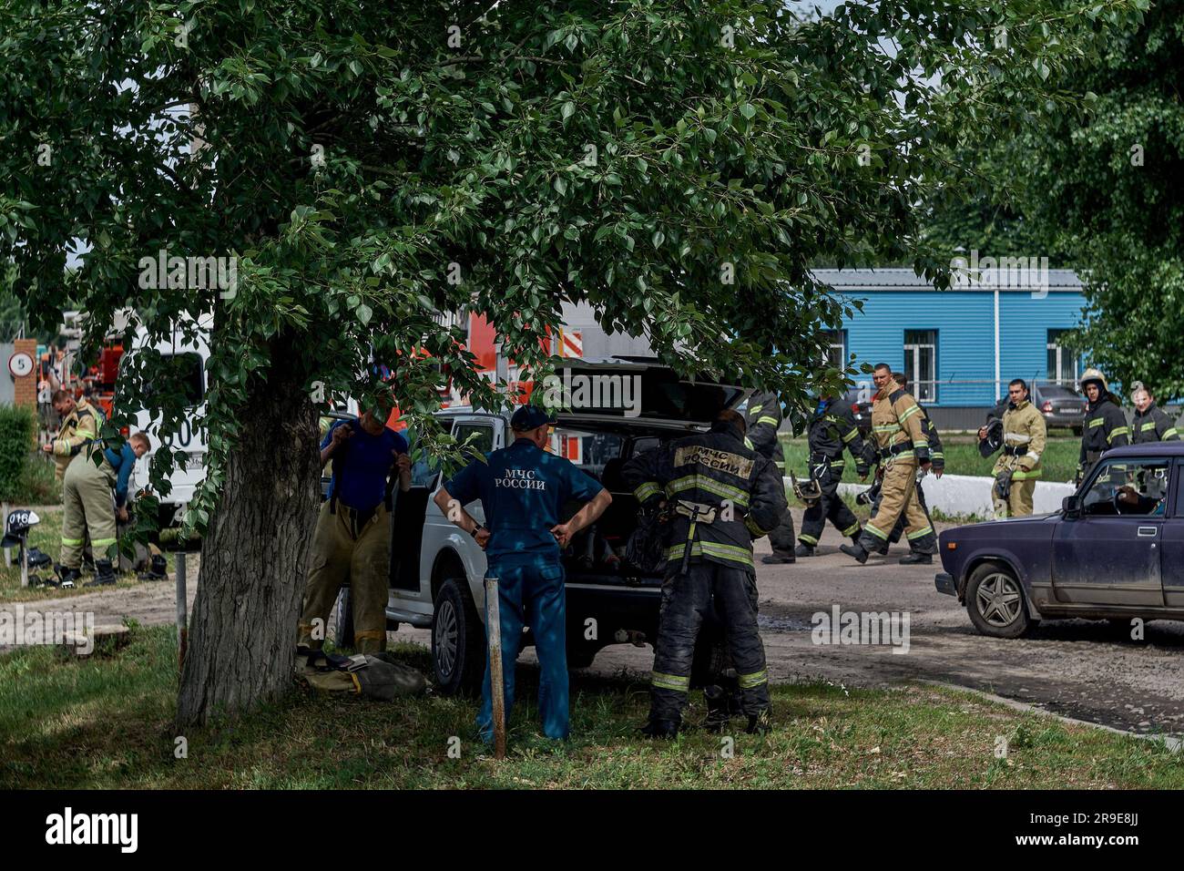 Voronezh, Russia. 24th June, 2023. Firefighters change clothes in ...