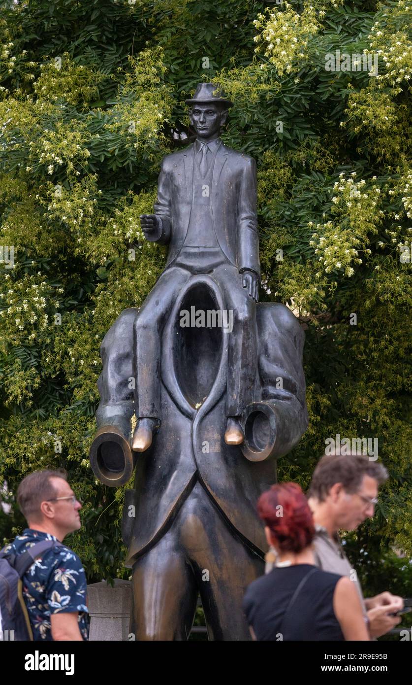 PRAGUE, CZECH REPUBLIC, EUROPE - Statue of author Franz Kafka, by ...