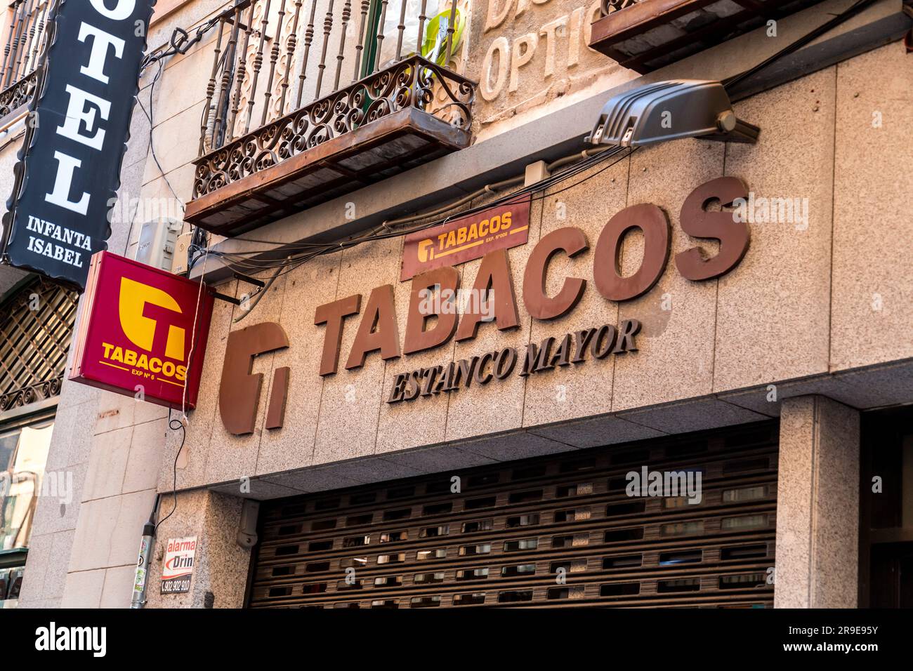 Segovia, Spain - February 18, 2022: Sign of a state authorized tobacco ...