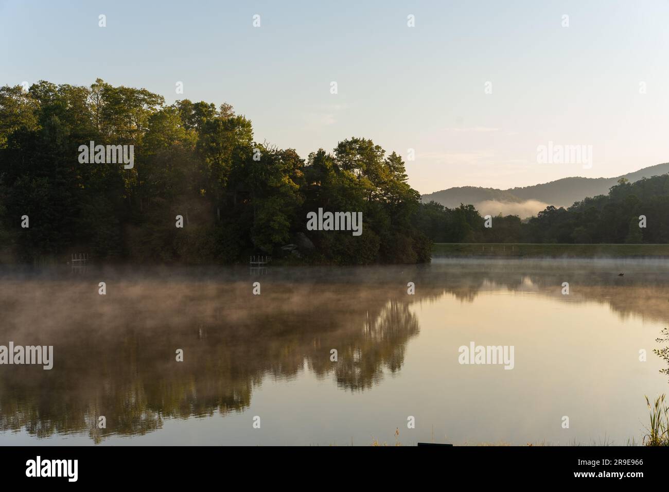Steam rises over the small pond at scenic Sweetgrass development in ...