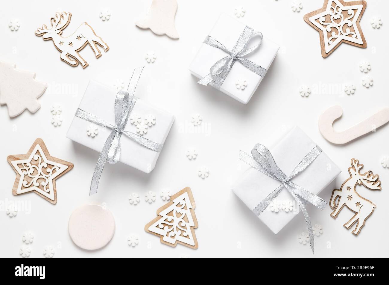 White Christmas decoration on white background. Rectangular format ...