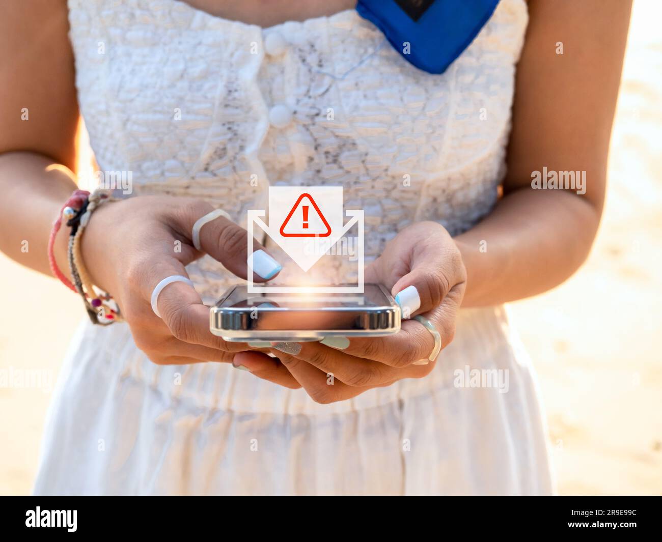 SMS spam and fake text message phishing concept. System hacked warning ...