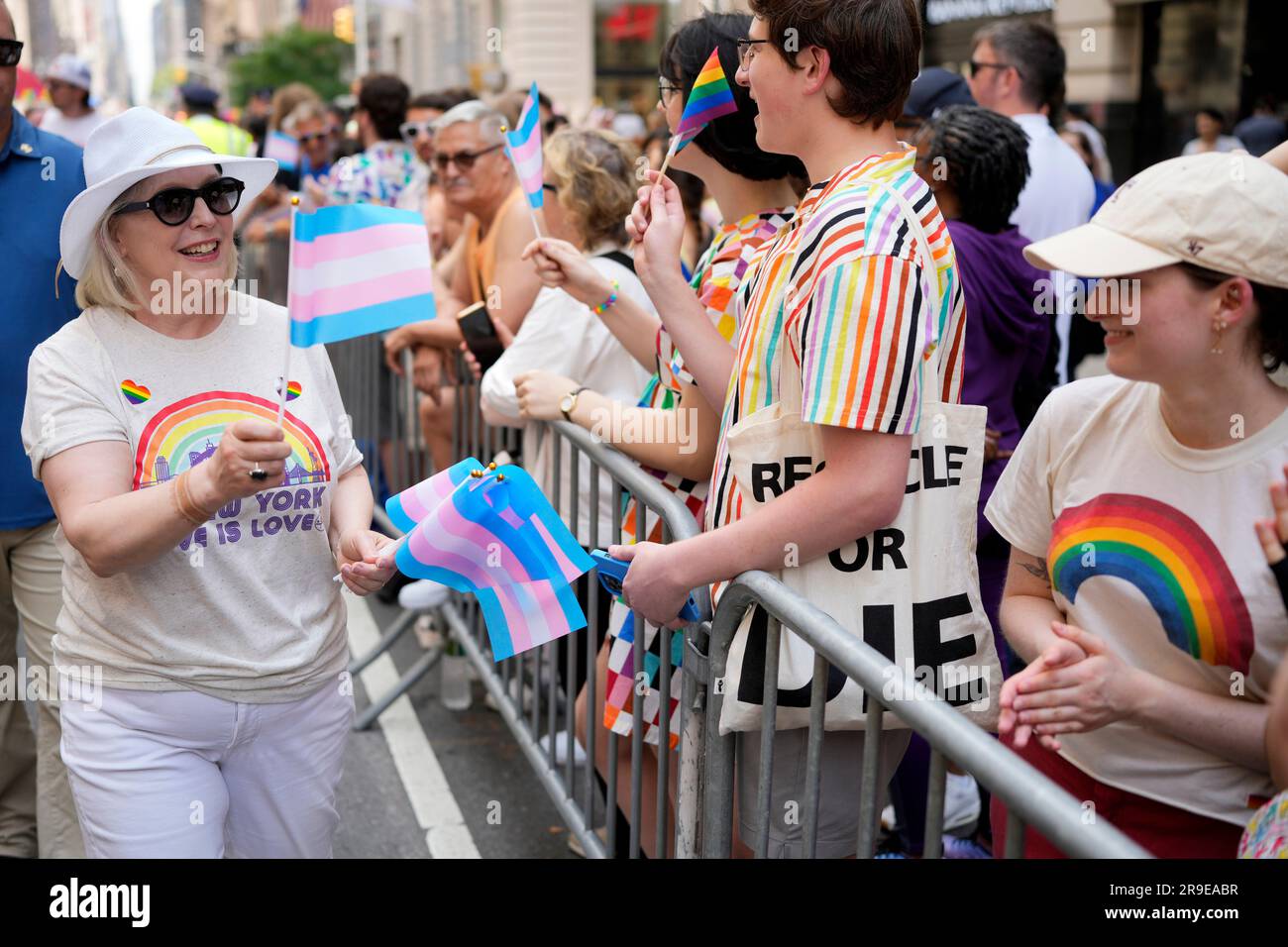 U.S. Sen. Kirsten Gillibrand, of New York, walks in the NYC Pride March ...
