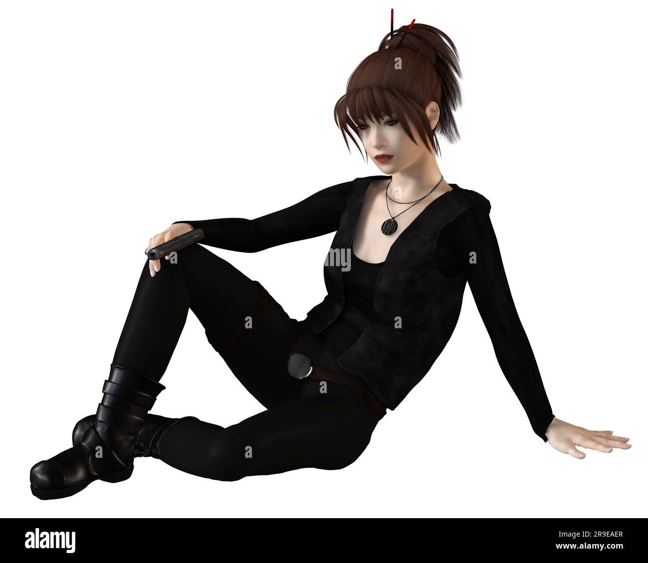 Female Asian Assassin, Relaxing at Rest Stock Photo - Alamy