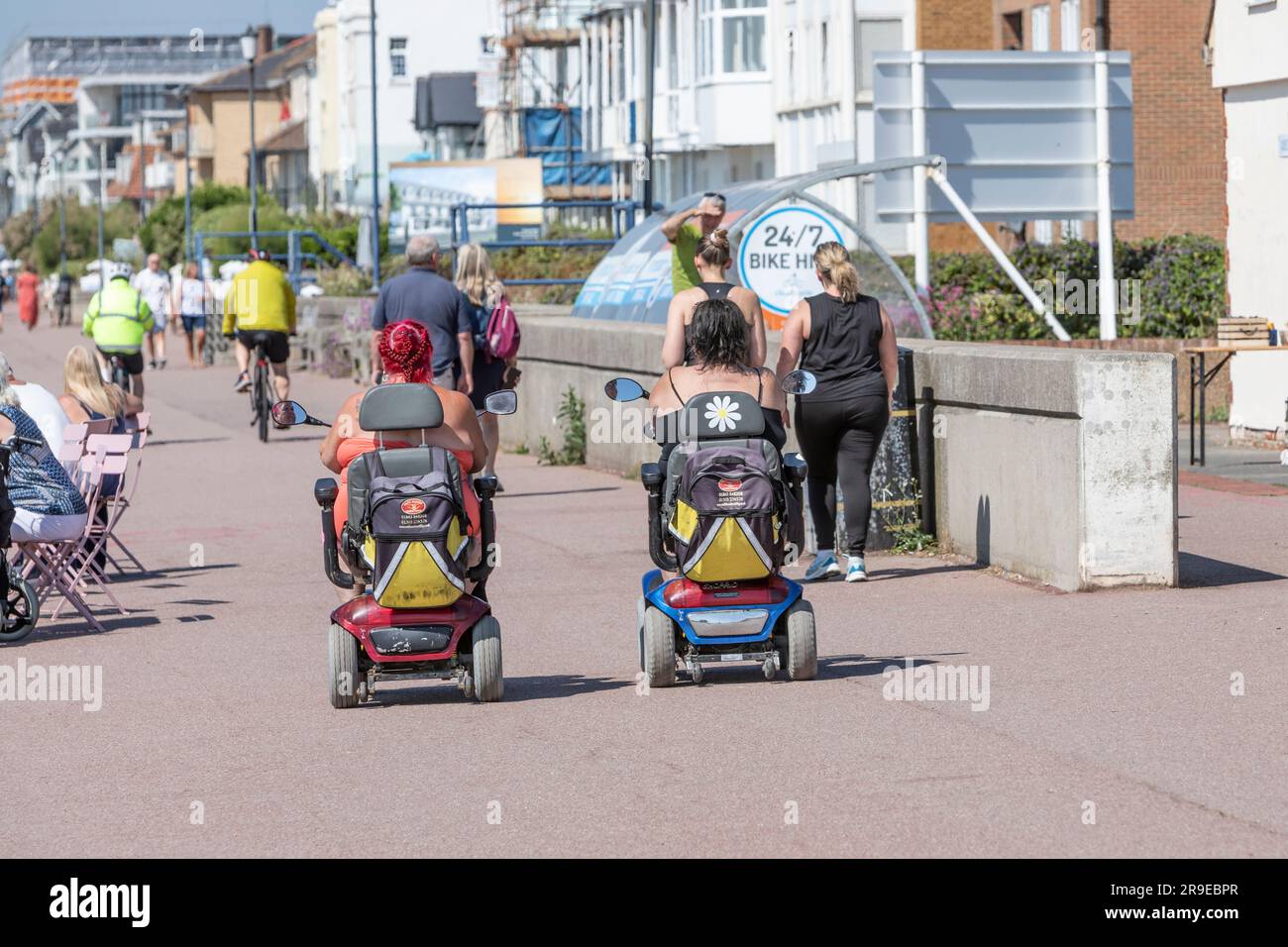 Two ladies on mobility scooters hi-res stock photography and images - Alamy