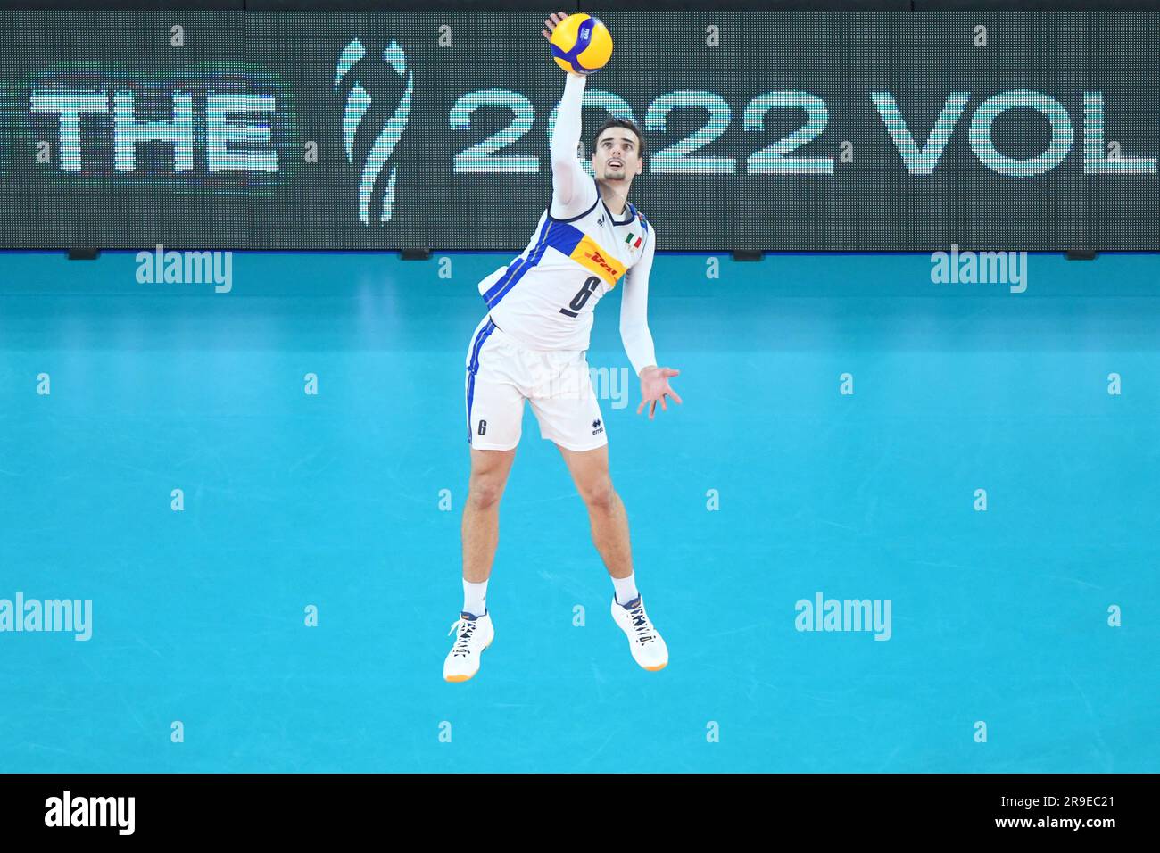 Simone Gianelli (Italy) serving. Volleyball World Championship 2022 ...