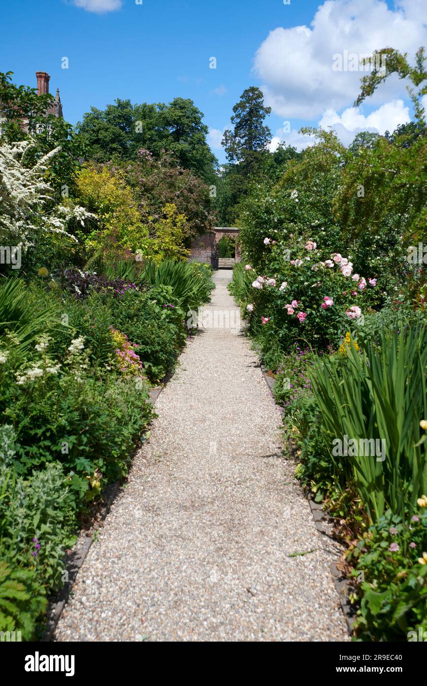 Formal Elizabethan Walled Garden in full flower durring the summer ...