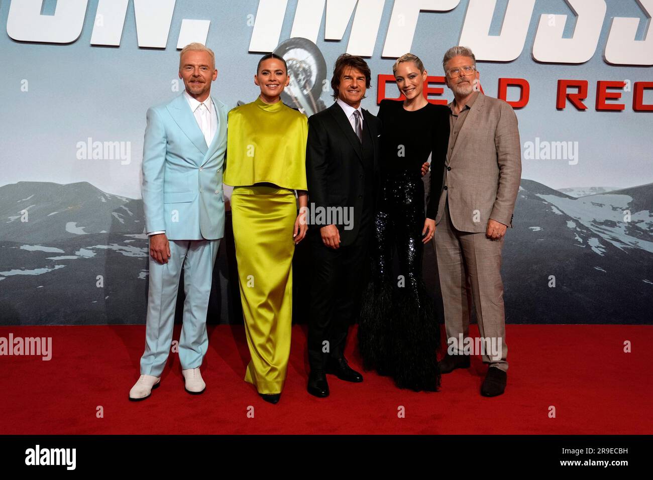 From left to right; actor Simon Pegg, Hayley Atwell, Tom Cruise, Pom ...