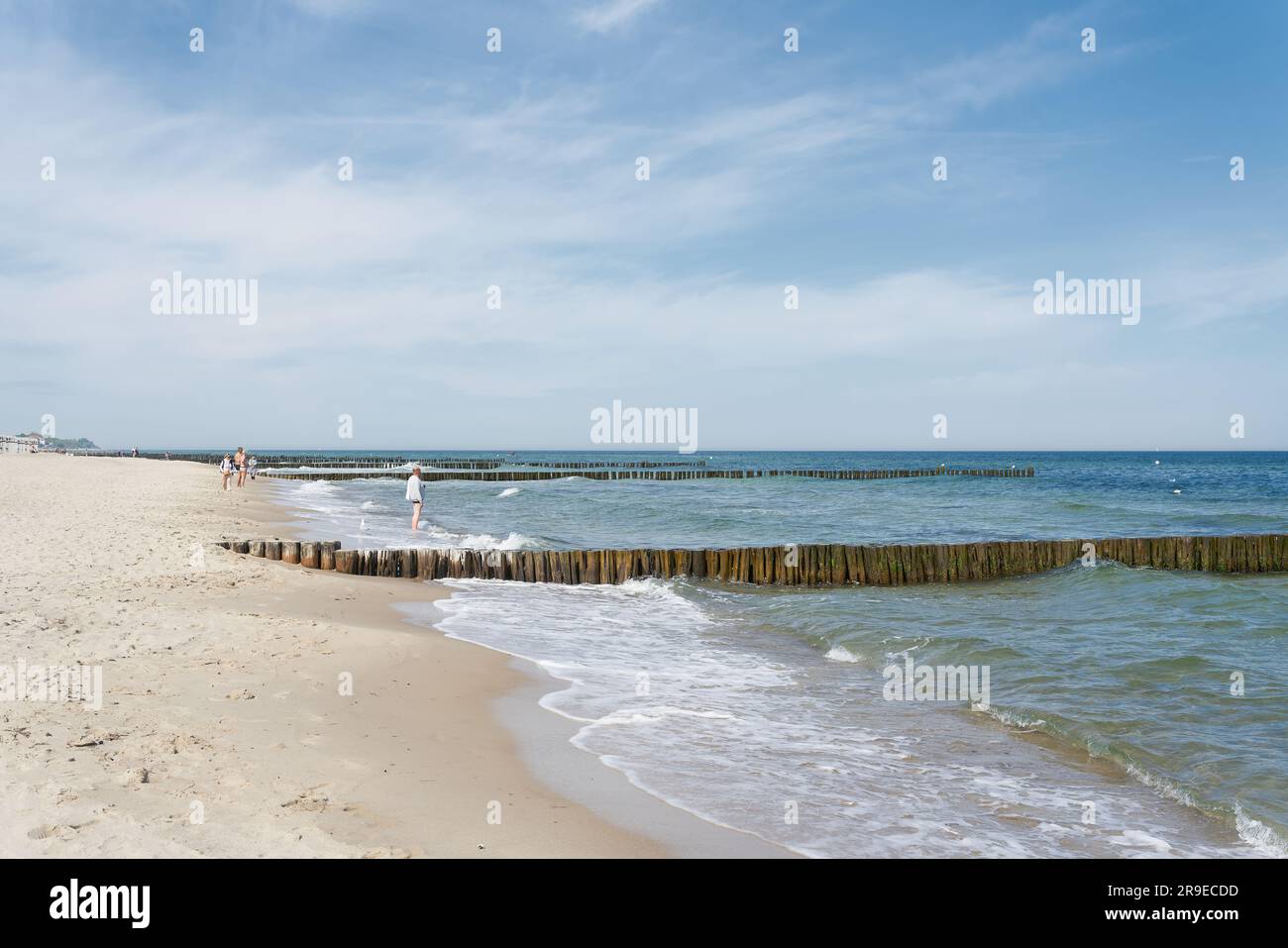 Baltic Sea beach near Kühlungsborn in Germany in summer with bright ...