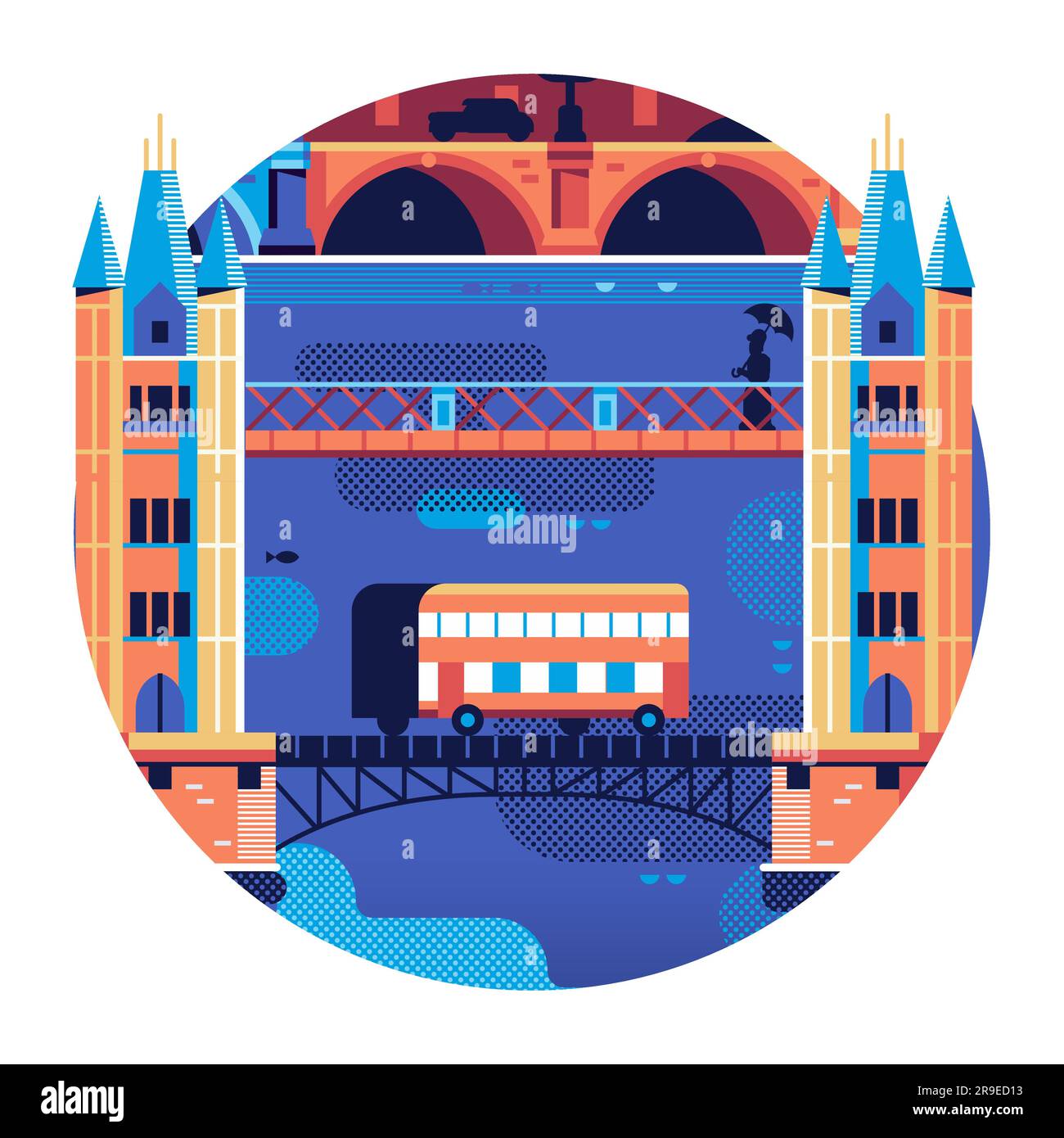 Travel London Circle Icon with Tower Bridge Stock Vector Image & Art ...