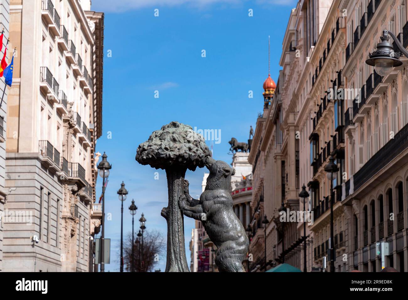 Madrid, Spain - FEB 19, 2022: The Statue of the Bear and the Strawberry ...