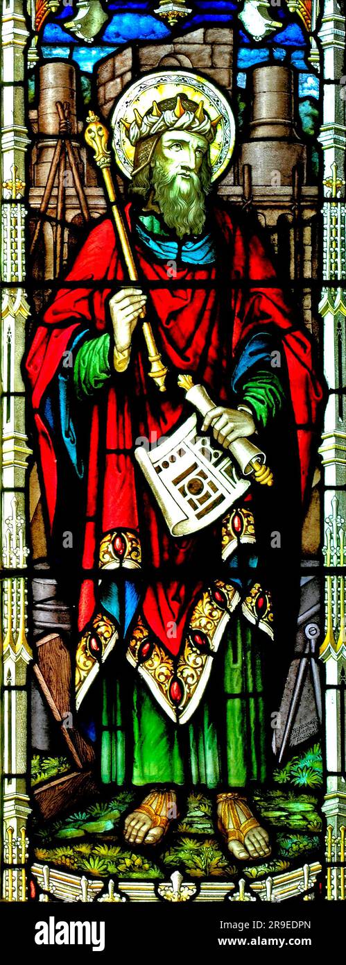 King Solomon, stained glass window, by A.L.Moore 1910, Brinton church ...