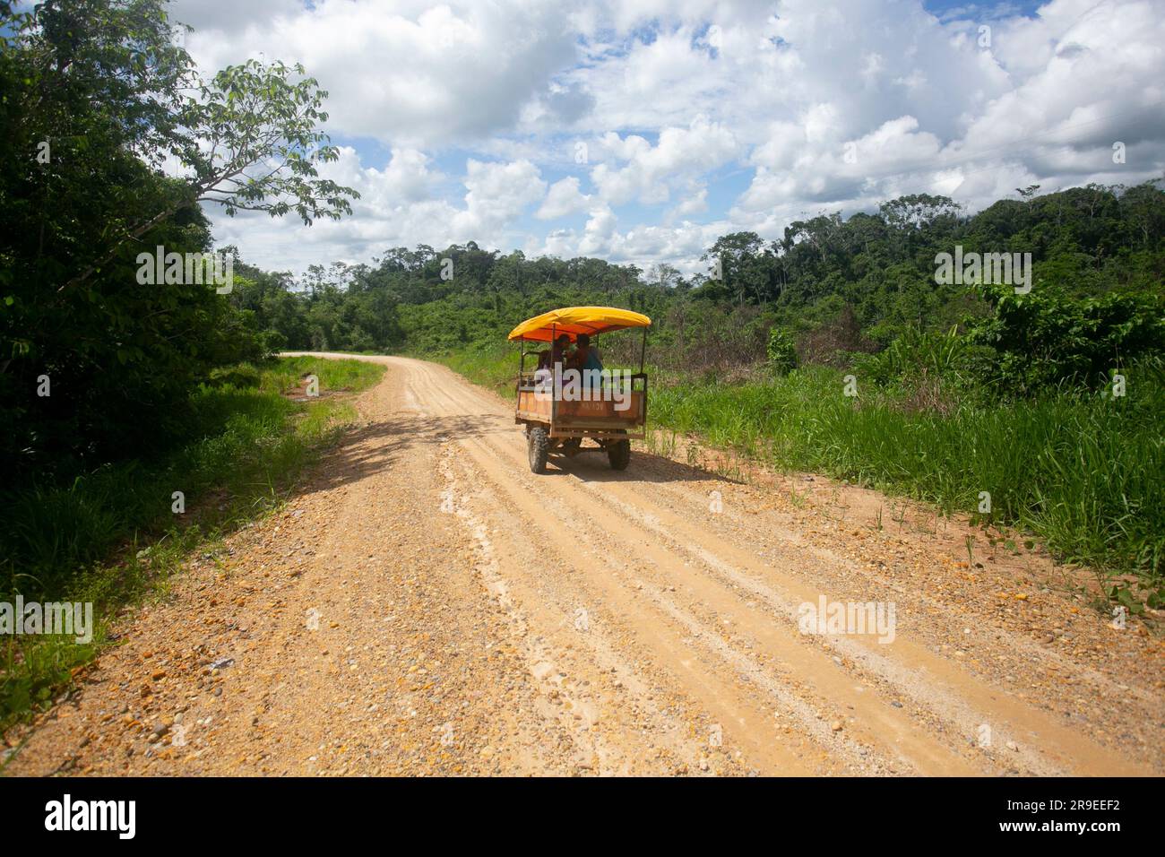 Views of the streets and houses of a jungle region in the Peruvian ...