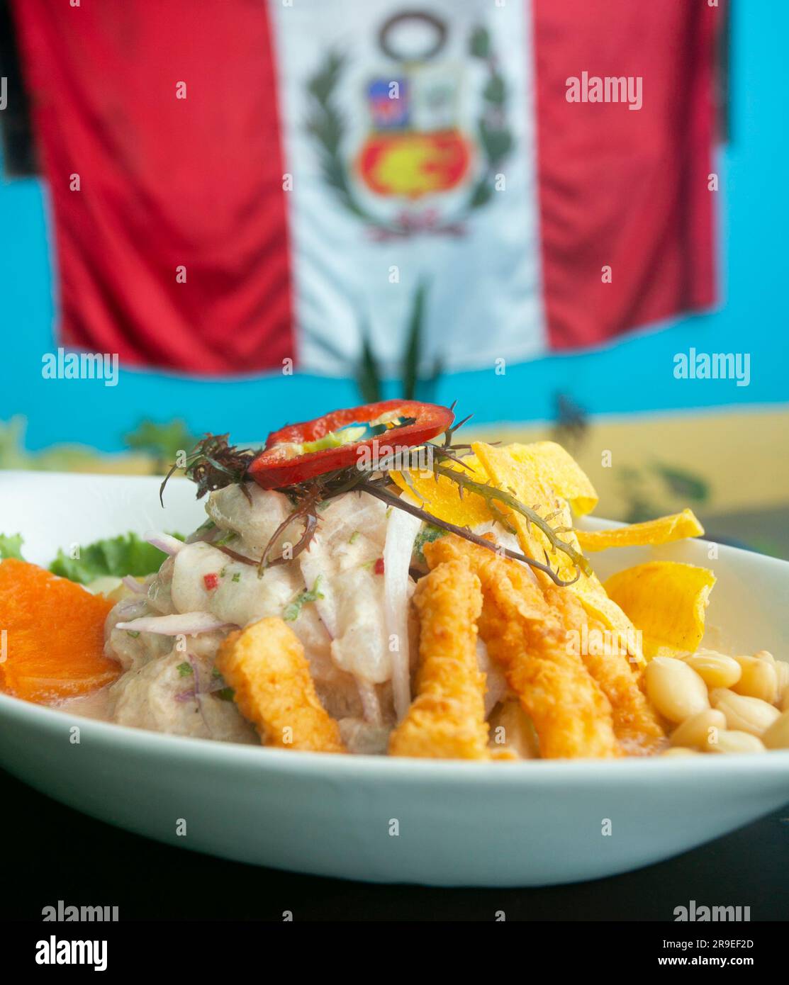 Peruvian ceviche with fish served in a restaurant in Lima Stock Photo ...