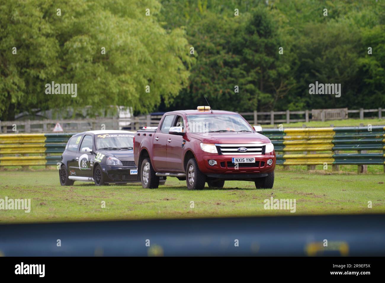 Dalton on Tees, 25 June 2023. The recovery truck towing the Renault ...
