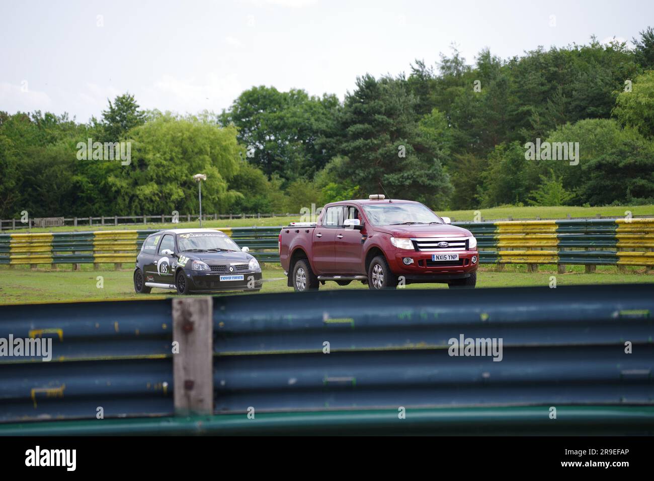 Dalton on Tees, 25 June 2023. The recovery truck towing the Renault ...
