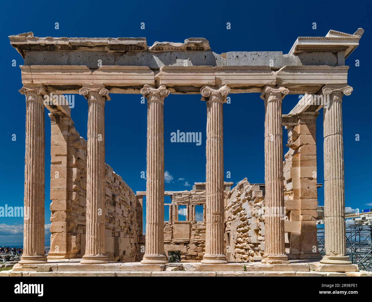 Ionic columns at Erechtheion temple, Acropolis of Athens, Greece Stock ...