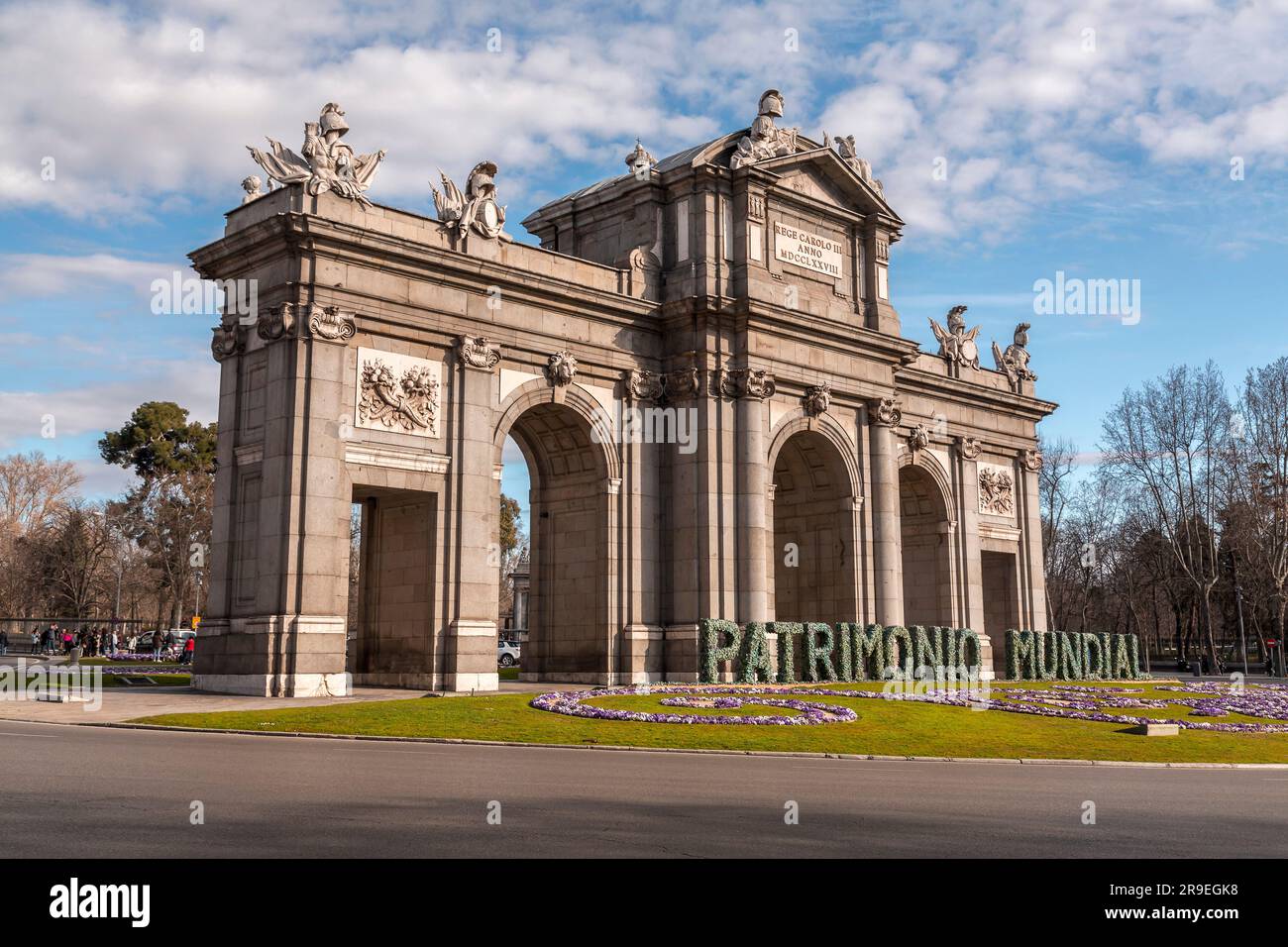 Madrid, Spain-Feb 19, 2022: The Puerta de Alcala is a Neo-classical ...
