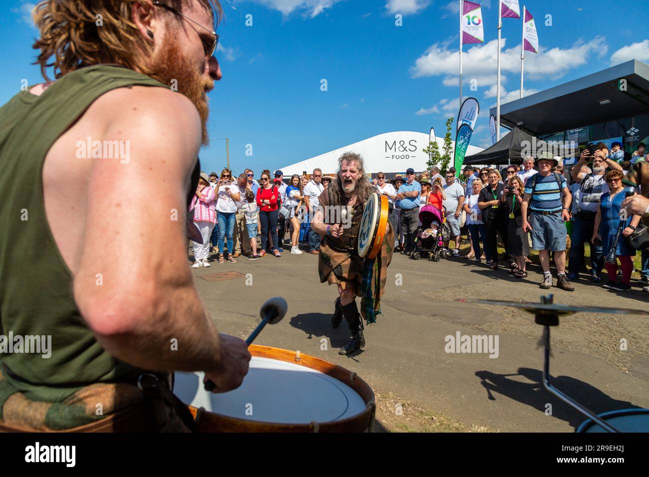 Clann an Drumma tribal drummers performing at Royal Highland Show ...