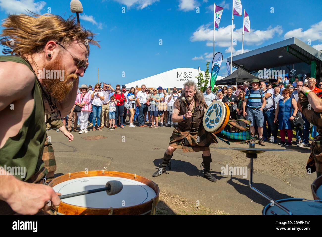 Clann an Drumma tribal drummers performing at Royal Highland Show ...