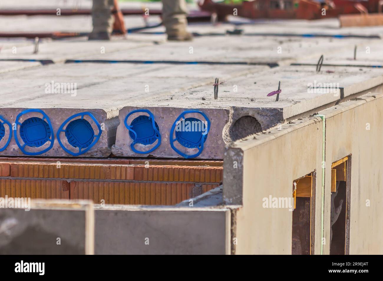 Picture of construction site with precast concrete walls and slabs in ...