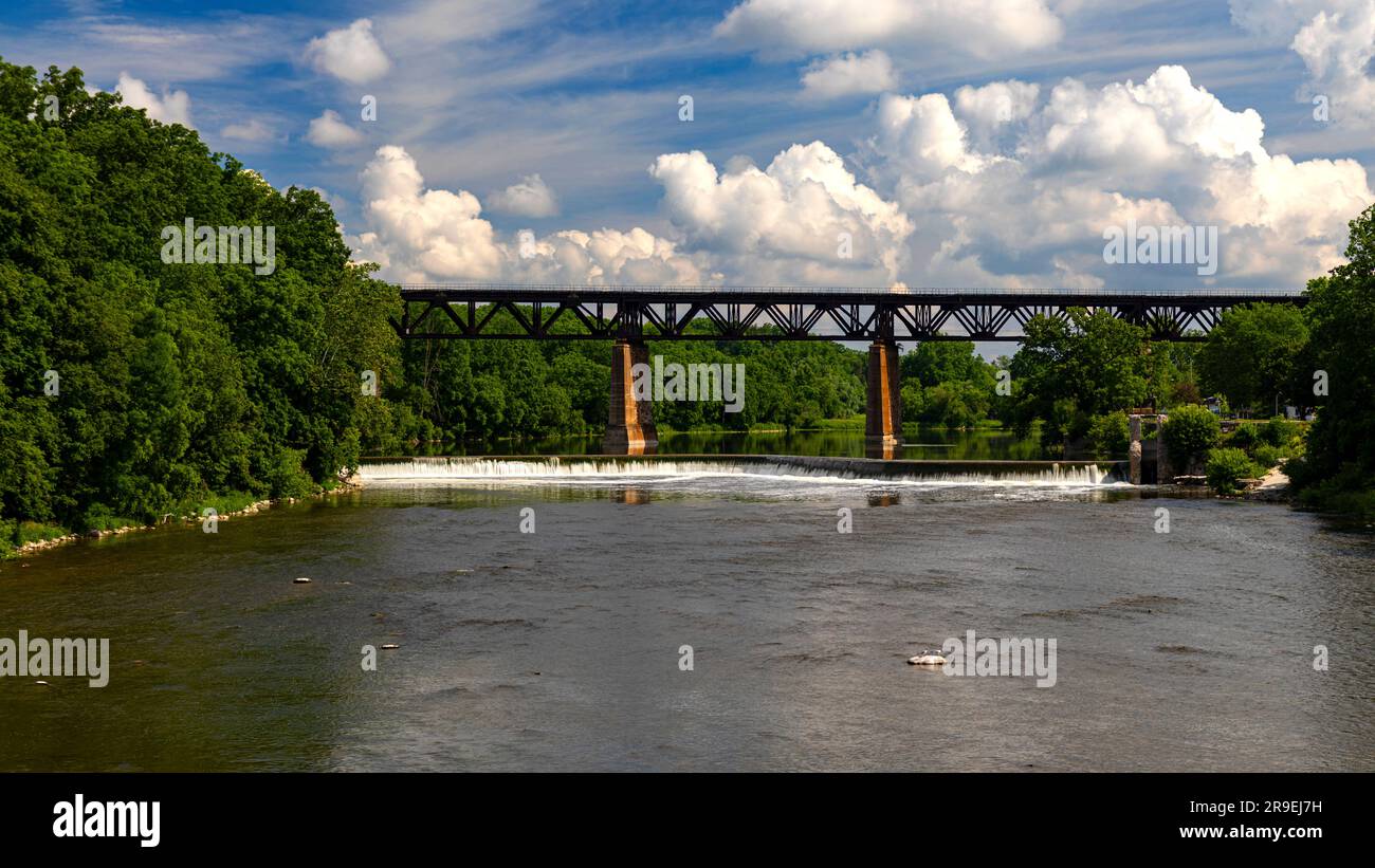 Penmans Dam with Railway Trestle on the Grand River. Paris Ontario ...