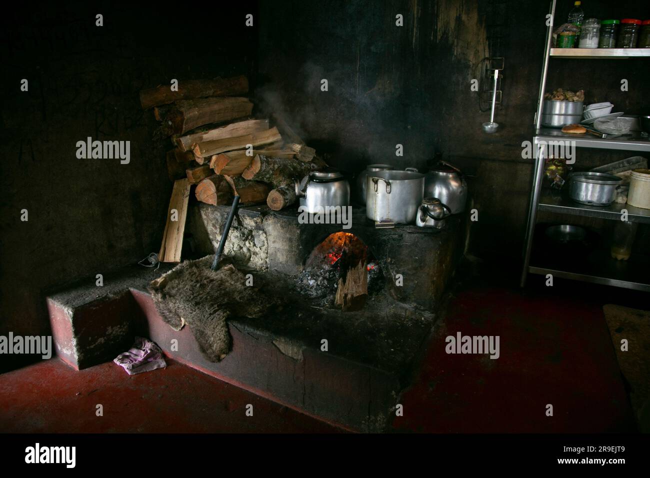 Kitchen of a house in the Peruvian Amazon jungle near the city of ...