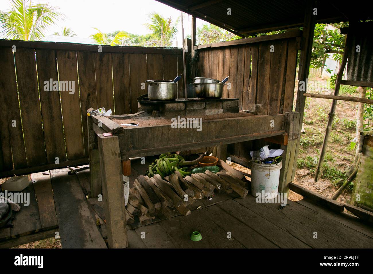 Kitchen of a house in the Peruvian Amazon jungle near the city of ...