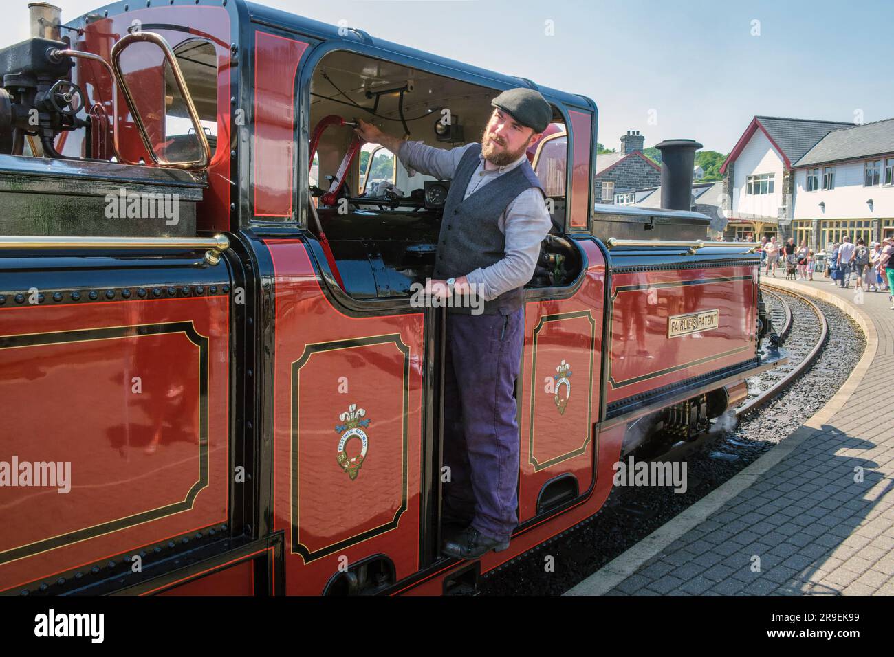 A driver in the cab of David Lloyd George - a Double Fairlie steam ...