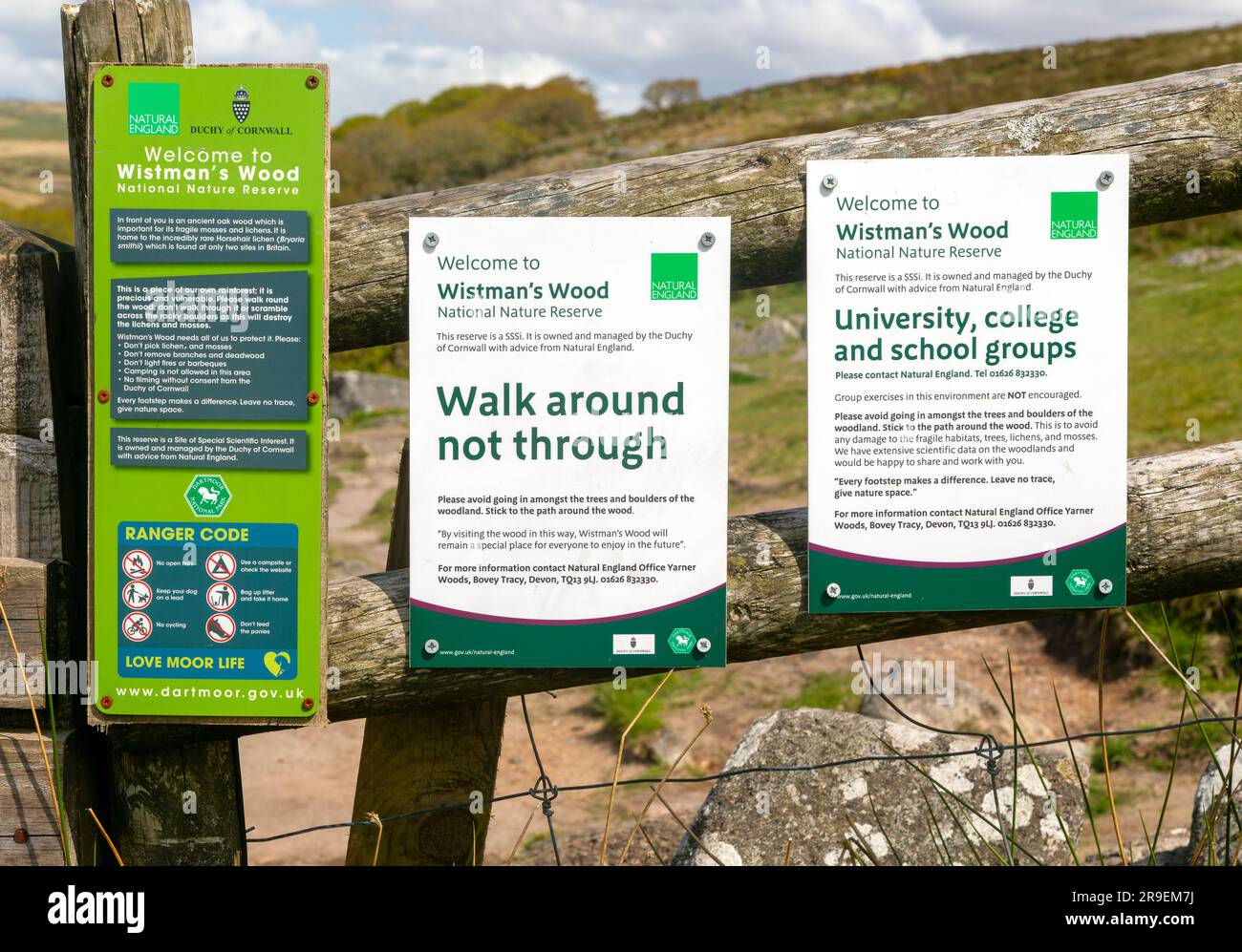 Information signs National Nature Reserve, Wistman's Wood, Dartmoor ...