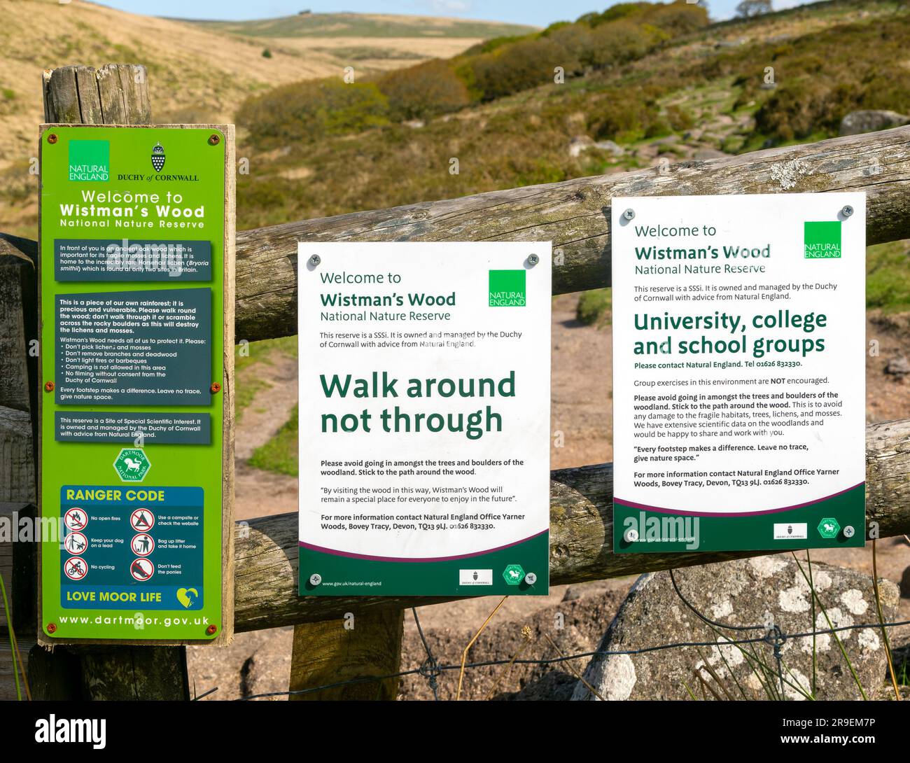 Information signs National Nature Reserve, Wistman's Wood, Dartmoor ...