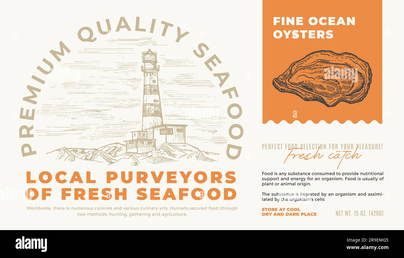 Fine Ocean Seafood Product Abstract Vector Packaging Label Design ...