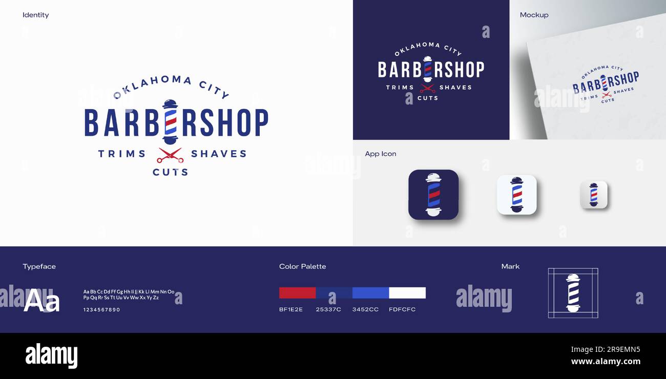 Retro Barbershop Abstract Vector Emblem Logo Template. Vintage ...