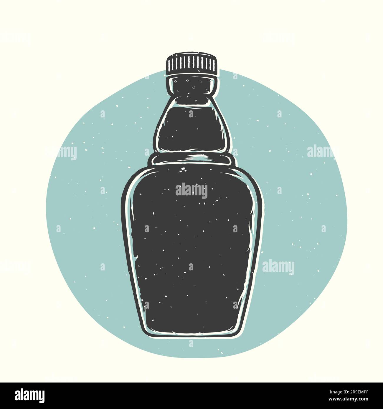 Linocut Vector Flask Bottle Illustration Template. Banner for ...
