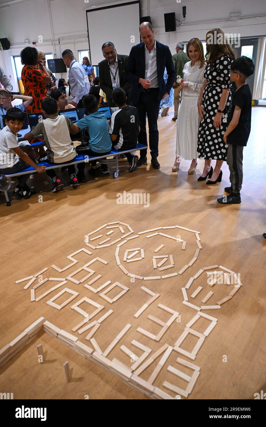 The Prince of Wales and Geri Horner during a visit to Maindee Primary ...