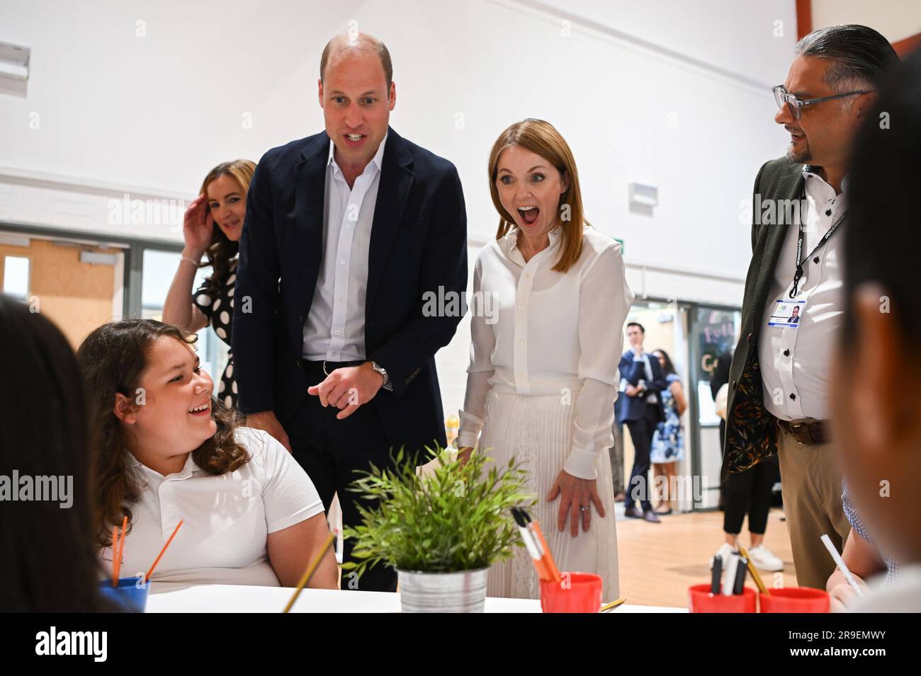 The Prince of Wales and Geri Horner during a visit to Maindee Primary ...