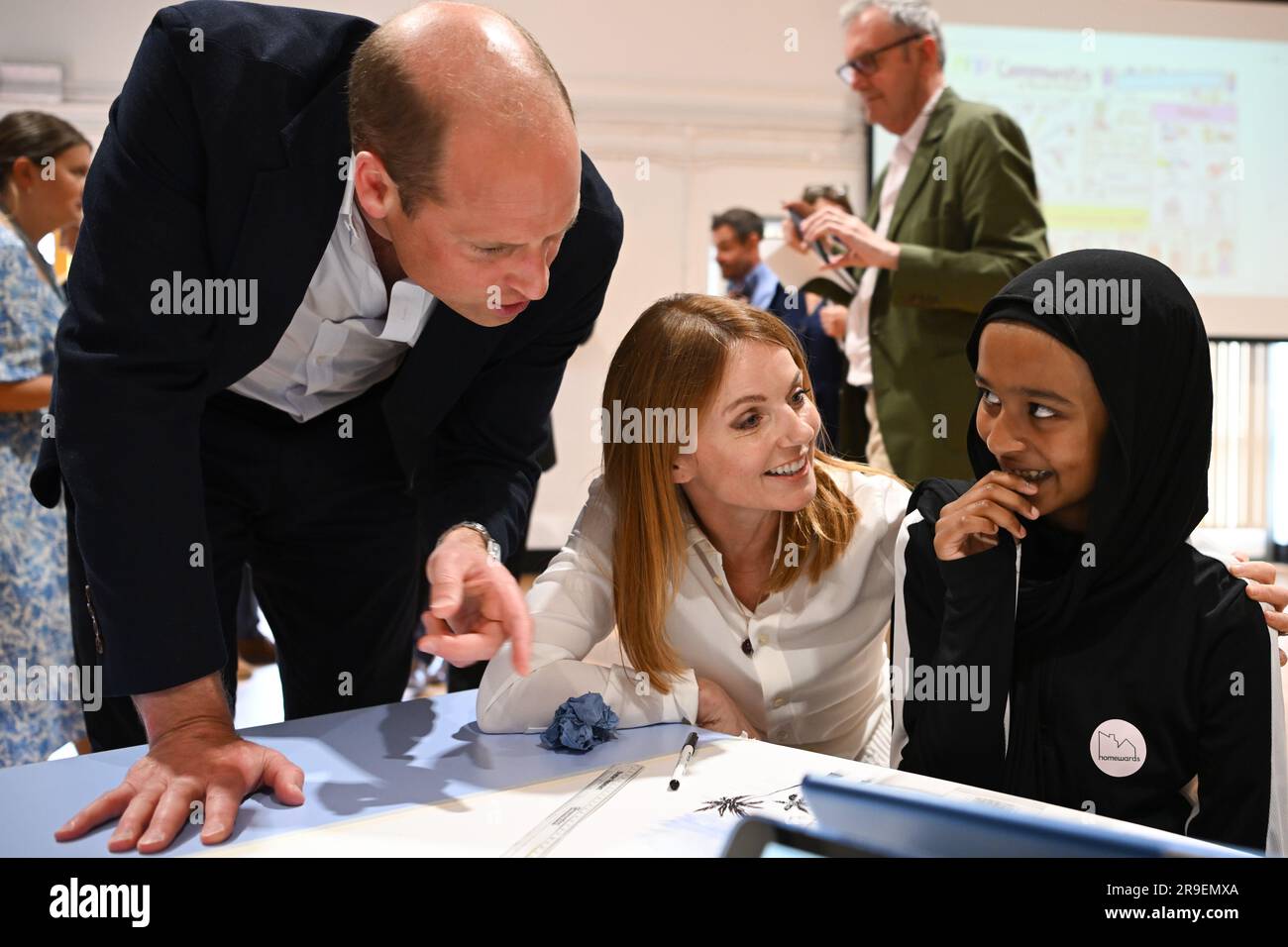 The Prince of Wales and Geri Horner during a visit to Maindee Primary ...